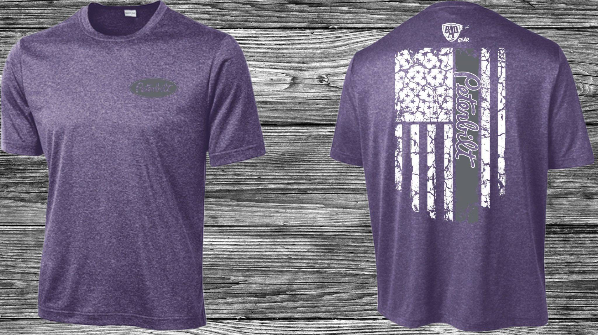Peterbilt DriFit Flag Shirt Purple - BAD Gear